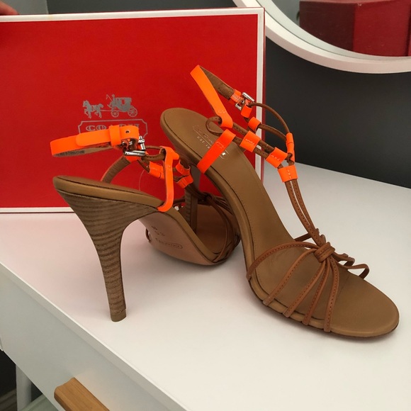 Coach | Shoes | Coach 3 Fluorescent Orange Heel Sandals | Poshmark